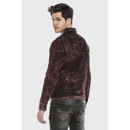 Cipo & Baxx CIPO & BAXX Herren Jeansjacke "Jacke", rot, Gr. L, gemustert, Stoff, 98% Baumwolle, 2% Elasthan, Jacken, mit modischen Details