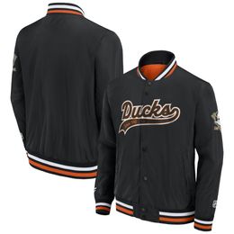 Fanatics Herren Bomberjacke "Fanatics Jacke Anaheim Ducks Sateen", schwarz, Gr. M, Popeline;Jersey, 100% Polyester, Jacken