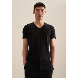 Seidensticker Herren T-Shirt "Schwarze Rose", schwarz, Gr. XXL, unifarben, 95% Baumwolle, 5% Elasthan, Shirts, 1/2 V-Neck Uni
