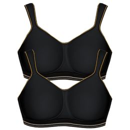 Viania Damen Sport-BH "2er Pack Sport BH intense", Gr. 95, schwarz, Obermaterial: 89% Polyester PES. 6% Elasthan EL. 5% Polyamid PA., BHs