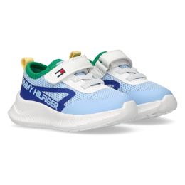 Tommy Hilfiger M&auml;dchen Sneaker, Gr. 32, gr&uuml;n, Polyester, Synthetik, Schuhe, Slip-On Sneaker, Klettschuh mit gro&szlig;em Logoschriftzug
