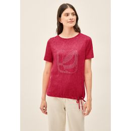 Cecil Damen T-Shirt, rot, Gr. XS, unifarben, Web, 50% Baumwolle, 50% Polyester, Shirts, im soften Baumwoll-Mix