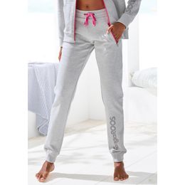 Kangaroos Damen Sweathose, Gr. 44, grau, Single Jersey, Obermaterial: 60% Baumwolle, 40% Polyester, bedruckt, kontrastfarbene Details, meliert,