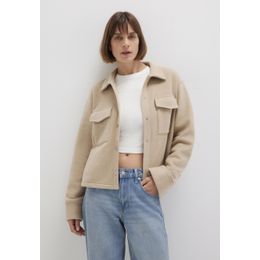 Mavi Damen Rundhalspullover "BUTTON SWEATSHIRT", beige, Gr. XL, unifarben, Stoff, 69% Polyester, 31% Viskose, Pullover, Overshirt Fleece