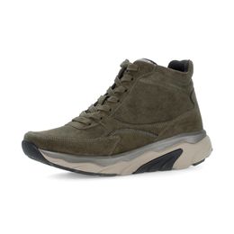 Damen Keilsneaker, Gabor Rollingsoft, Gr. 43, grün, Kalbsleder, Veloursleder, Schuhe, Schnürboots, High Top-Sneaker, Komfortschuh, gepolsterter