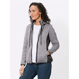 Casual Looks Damen Fleecejacke, grau, Gr. 38, meliert, unifarben, 100% Polyester, Jacken
