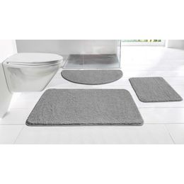 Badematte my home, H:15mm, grau, Polyester, Badematten, "Regona, Badteppich, Badvorleger, Badezimmer Teppich", Uni Farben, besonders weich, als