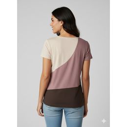 Ragwear Damen Kurzarmshirt "MINT BLOCK O", braun, Gr. XS, Jersey, Obermaterial: 80% Baumwolle, 20% Polyester, Shirts, mit Logo-Patches an Saum und