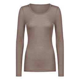 Mey Damen Langarmshirt "Wool Love", Gr. XXL, grau, Feinstrick, Obermaterial: 70% Schurwolle, 30% Seide, unifarben, Shirts, schmale Passform, Langarm,