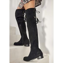 Lascana Damen Overkneestiefel "Stiefel, Langschaftstiefel", Gr. 41, schwarz, Obermaterial: 100% Textilmaterial. Decksohle: 100% Lederimitat. Futter: