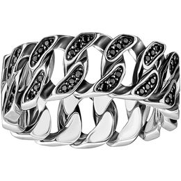 Thomas Sabo Damen Fingerring "Breiter Kettenglieder-Ring Silber mit Zirkonia", 60, Silber 925 (recycelt), 8mm, silber, Silber 925 (recycelt),