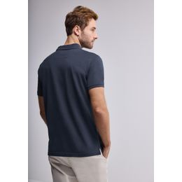 Street One MEN Herren Poloshirt, blau, Gr. M, unifarben, Web, 100% Baumwolle, Shirts, aus reiner Baumwolle