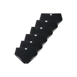 Schiesser Damen Slip "Slip 6er Pack", Gr. S, schwarz, Obermaterial: 95% Baumwolle CO. 5% Elasthan EL., Unterhosen