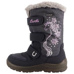 Lurchi M&auml;dchen Winterstiefel "Kiomi SYMPATEX", Gr. 35, blau, Lederimitat, Textil, Glitzer, Schuhe, Klettboots mit Glitzer, Gr&ouml;&szlig;enschablone zum