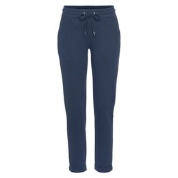 H.I.S. H.I.S Damen Sweathose, Gr. 32, blau, Interlock, Obermaterial: 60% Baumwolle, 40% Polyester, bestickt, unifarben, Hosen, Schlupfhose mit kleinem