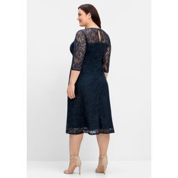 sheego Damen Cocktailkleid "Cocktailkleid", blau, Gr. 48, unifarben, 100% Polyamid, Kleider