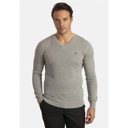 Herren V-Ausschnitt-Pullover "Liva", grau, Gr. XXL, SIR RAYMOND TAILOR, unifarben, 100% Baumwolle, Pullover, mit elegantem V-Ausschnitt