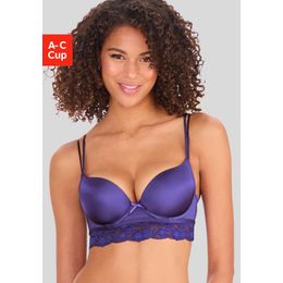 Vivance Damen Push-up-BH "Anisa", Gr. 75, lila, Microtouch, Obermaterial: 60% Polyamid, 35% Polyester, 5% Elasthan, BHs, mit B&uuml;gel und Spitze entlang
