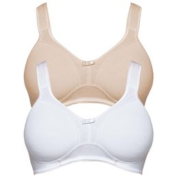 SuSa Damen Entlastungs-BH "2er Pack Entlastungs BH ohne B&uuml;gel Basics", Gr. 75, wei&szlig;, Stoff, Obermaterial: 97% Baumwolle CO. 3% Elasthan EL., BHs