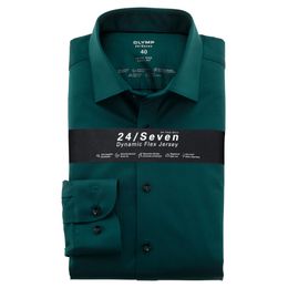 OLYMP Herren Businesshemd "Level Five body fit Jerseyshirt", gr&uuml;n, Gr. 42, Web, Obermaterial: 92% Baumwolle, 8% Elasthan, Hemden, in Jersey Qualit&auml;t
