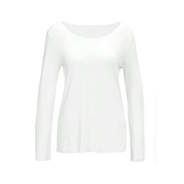 GOLDNER Damen Longpullover "Kombistarkes Langarmshirt mit tonaler Zierkante"wei&szlig;, Gr. 46, Obermaterial: 90% Viskose CV. 10% Elasthan EL., Pullover