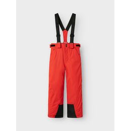 name it Kinder Skihose "NKNSLOPE10 PANT SKI EDITION FO NOOS", rot, Gr. 122, unifarben mit Farbeinsatz, Web, Obermaterial: 100% Polyester, Hosen