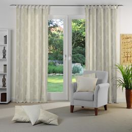 Vorhang WIRTH, B:135cm H:245cm, beige, Jacquard, Polyacryl, Polyester, Wohnzimmer, Gardinen, "Lahstedt"