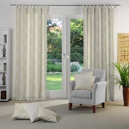 Vorhang WIRTH, B:135cm H:145cm, beige, Jacquard, Polyacryl, Polyester, Wohnzimmer, Gardinen, "Lahstedt"