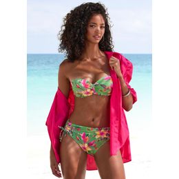 Lascana Damen B&uuml;gel-Bandeau-Bikini-Top "Malia", rosa, Gr. 44, bedruckt, floral, Microfaser, Microfaser, Polyamid, Bikini-Oberteile, mit tropischem