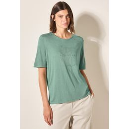 Cecil Damen T-Shirt, grün, Gr. XL, bedruckt, Stoff, 55% Polyester, 45% Viskose, Shirts, mit Grafik-Print