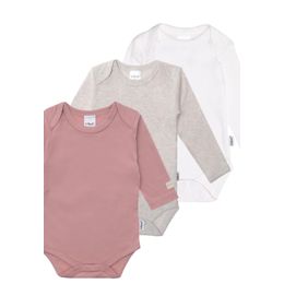 Liliput Jungen Body "rosenholz und grau melange", Gr. 62, bunt, 100% Baumwolle, unifarben, Bodys, 3er-Pack mit praktischen Druckkn&ouml;pfen