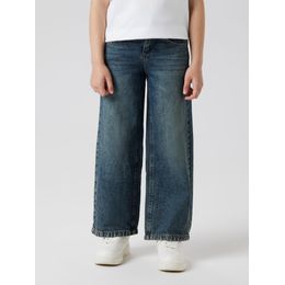 name it M&auml;dchen Weite Jeans "NKFROSE f&uuml;r M&auml;dchen mit weitem Bein und klassischem Sitz", blau, Gr. 170, unifarben, Denim/Jeans, Obermaterial: 100%