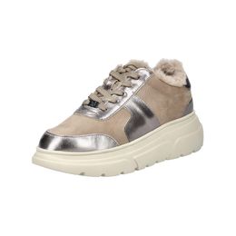 Caprice Damen Plateausneaker "Caprice Sneaker Leder", Gr. 41, beige, Leder, Schuhe