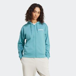 Damen Kapuzensweatshirt "W LIN FT FZ HD", weiß, Gr. M, adidas Sportswear, Obermaterial: 55% Baumwolle, 36% Polyester, 9% Viskose, Sweatshirts