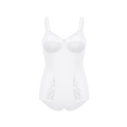SuSa Damen Body "Latina", wei&szlig;, Gr. 95, Obermaterial: 78% Polyamid, 15% Elasthan, 7% Baumwolle, Bodys, stark formend, Glitzer-Effekt, Spitze, ohne
