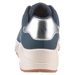 Skechers Damen Slip-On Sneaker "UNO SHIMMER AWAY", Gr. 36, silber, Lederimitat, kontrastfarbene Details, Schuhe, Slipper, Freizeitschuh,