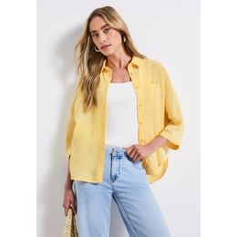 Street One Damen Hemdbluse, gelb, Gr. 34, unifarben, Web, Obermaterial: 87% Modal, 13% Polyester, Blusen, mit Brusttasche
