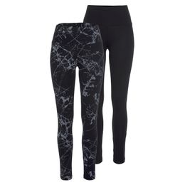 H.I.S. H.I.S Damen Leggings, Gr. 32, schwarz, Single Jersey, Obermaterial: 92% Baumwolle, 8% Elasthan, gemustert, unifarben, Basic, Hosen, in bedruckt und