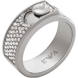 Emporio Armani Damen Fingerring "Schmuck Geschenk Edelstahl Ring COUPLES", 16, Edelstahl, 7,5mm, silber, Edelstahl, Fingerringe, mit Glasstein