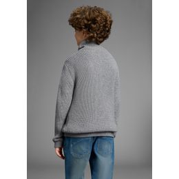 Kangaroos Jungen Strickpullover "Troyer, Pullover mit Zipper", grau, Gr. 152, Grobstrick, Obermaterial: 50% Viskose, 26% Polyacryl, 24% Polyester,