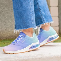 Skechers Damen Sneaker "UNO 2 OMBRE AWAY", Gr. 41, blau, Lederimitat, Schuhe, in leuchtender Farbkombi, Freizeitschuh, Halbschuh, Schn&uuml;rschuh