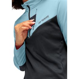 Maier Sports Damen Rollkragenpullover "Evii", blau, Gr. 46, 100% Polyester, Pullover, Damen Midlayer, warmes und schnelltrocknendes Fleece