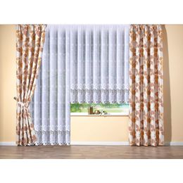 Vorhang, B:150cm H:145cm, wei&szlig;, Stickereien Plauen, Polyester, Gardinen, "Weinlaub"