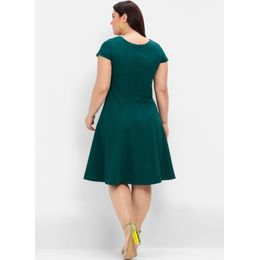 sheego Damen Cocktailkleid "Cocktailkleid", gr&uuml;n, Gr. 44, unifarben, 97% Baumwolle, 3% Elasthan, Kleider