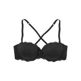 Vivance Damen Balconette-BH, Gr. 80, schwarz, Spitze, Obermaterial: 89% Polyamid, 11% Elasthan, BHs, mit abnehmbaren Tr&auml;gern und Push-up-Kissen,