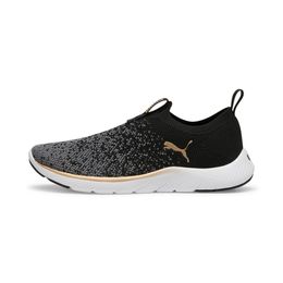 Puma Damen Slip-On Sneaker "SOFTRIDE REMI SLIP-ON KNIT WN'S", Gr. 39, schwarz, Textil, Schuhe