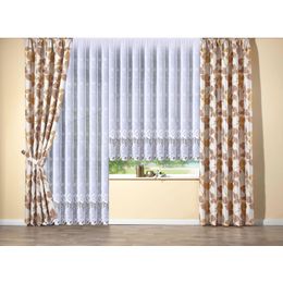 Vorhang, B:245cm H:145cm, wei&szlig;, Stickereien Plauen, Polyester, Gardinen, "Weinlaub"