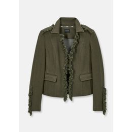 Madeleine Mode MADELEINE Damen Jackenblazer "Blazer Blazer mit Fransen", gr&uuml;n, Modern, Gr. 36, Obermaterial: 50% Wolle WO. 32% Baumwolle CO. 18% Polyester PES.,