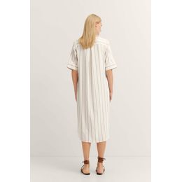 Bugatti Damen Hemdblusenkleid, beige, Gr. 42, gestreift, 56% Leinen, 28% Polyester, 14% Viskose, 2% Elasthan, Kleider, aus Leinen-Mix