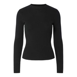 Pieces Damen Rundhalspullover "PCMIRA NEW LS O-NECK KNIT NOOS BC", schwarz, Gr. XS, unifarben, Strick, Obermaterial: 50% Viskose, 28% Polyester, 22%